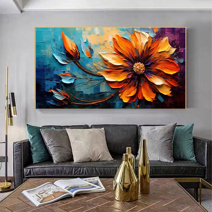 Jual Lukisan Abstrak Bunga Mawar Warna Teksture Tebal Modern art ...