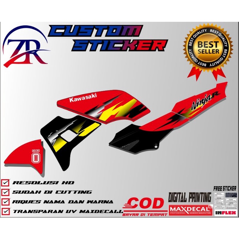 Jual Sticker striping NINJA KIS custom transparan maxdecall sudah ...