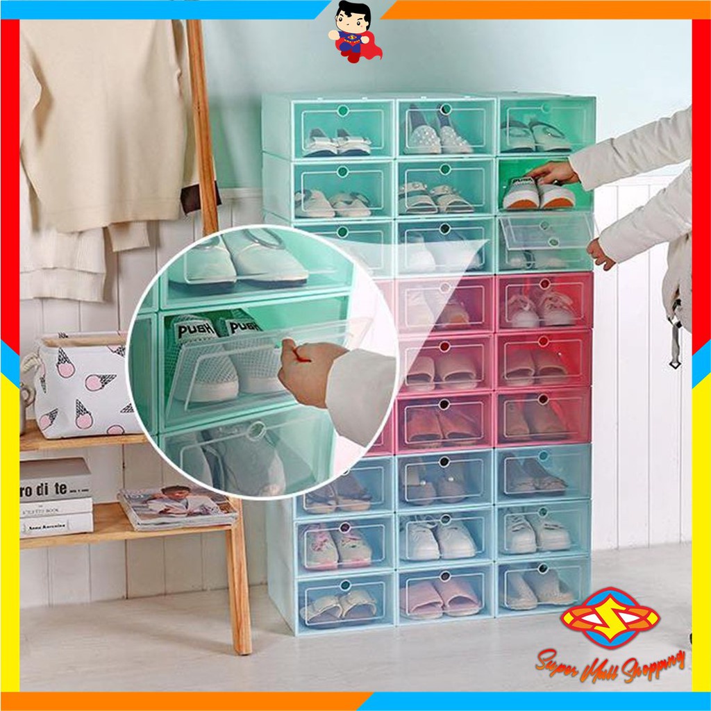 Jual SMS Kotak Sepatu Transparant Tebal Shoes Box Tempat Penyimpanan ...