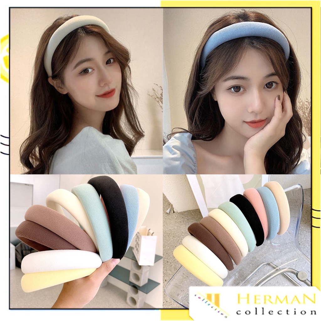 Jual HC Bando Kain Busa Tebal Wanita Korea Bando Nagita Polos Lebar ...