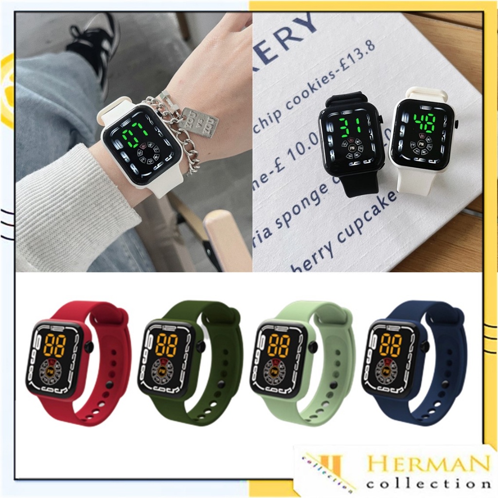 Jual HC Jam Tangan Digital LED Rubber Unisex Strap Tali Silikon 6812 ...