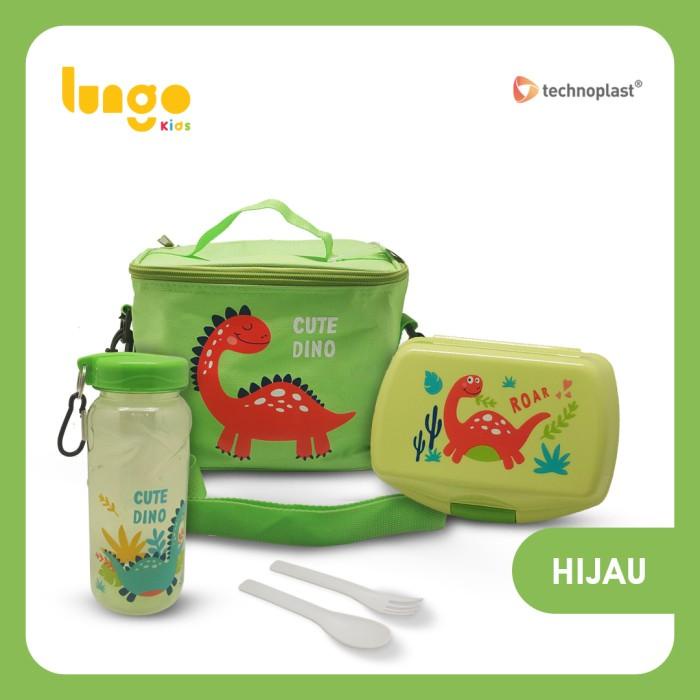 Jual LUNGO KIDS DINOCORN SOFT LUNCH KIT / LUNCH BOX SET DENGAN TAS ...