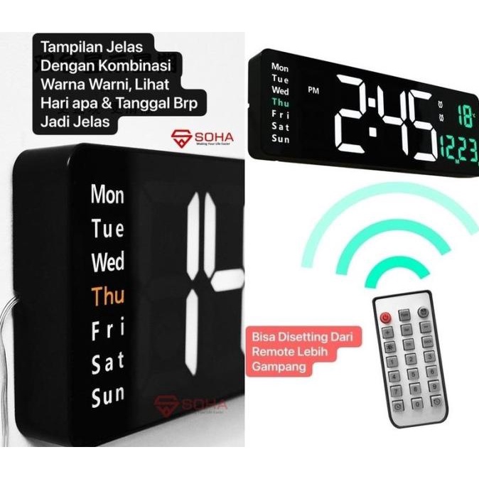 Jual JD-6629 Jam Digital LED Besar Tampilan Jelas Dinding / Kalender ...