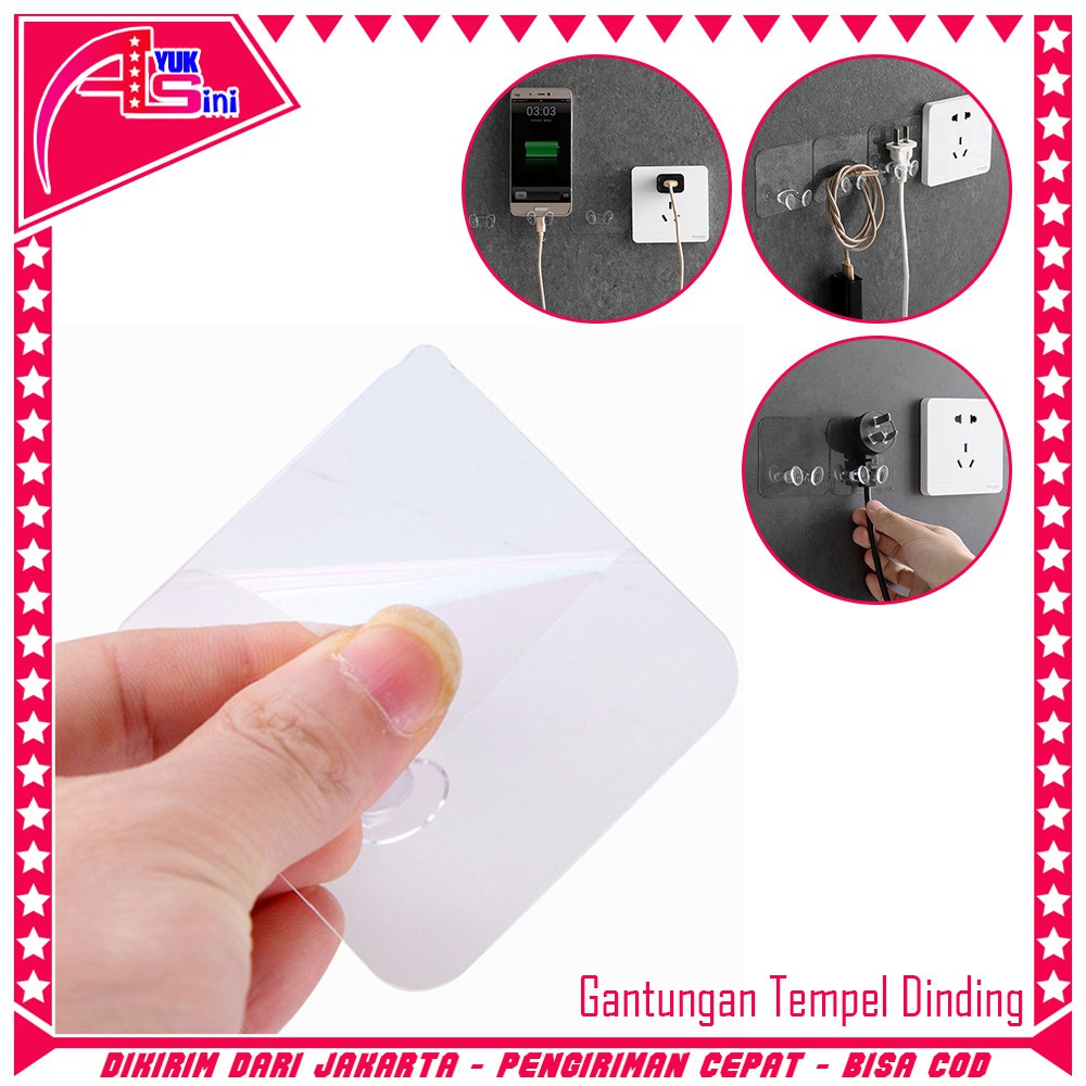 Jual AS Gantungan Kabel Dinding Transparant Penyanggah Kabel Colokan ...