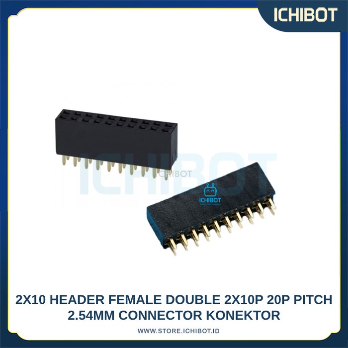 Jual 2x10 Header Female Double 2x10P 20P Pitch 2.54mm Connector ...