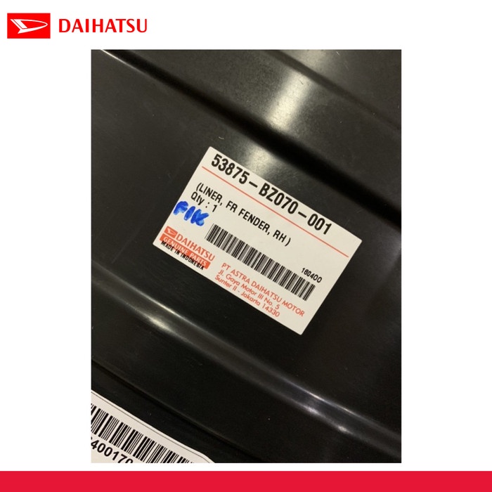 Jual Daihatsu D53876-Bz070-001 Liner Fr Fender Lh For Terios Terlariss ...