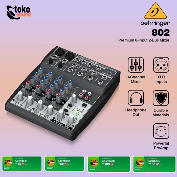 Jual Behringer Xenyx 802 Mixer Analog 8 Input Original Dan Terpercaya ...