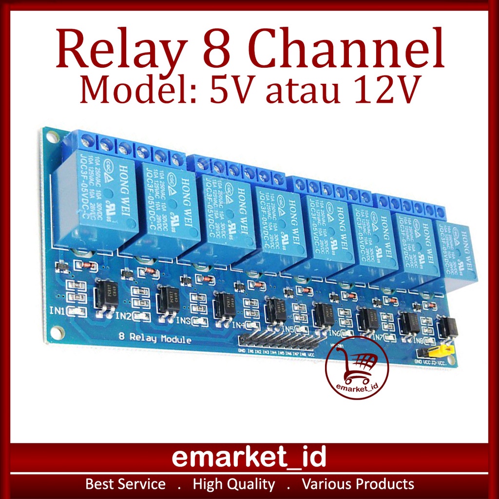 Jual Relay 8 Channel 5V 12V / Arduino Optocoupler High Low Trigger DIY ...