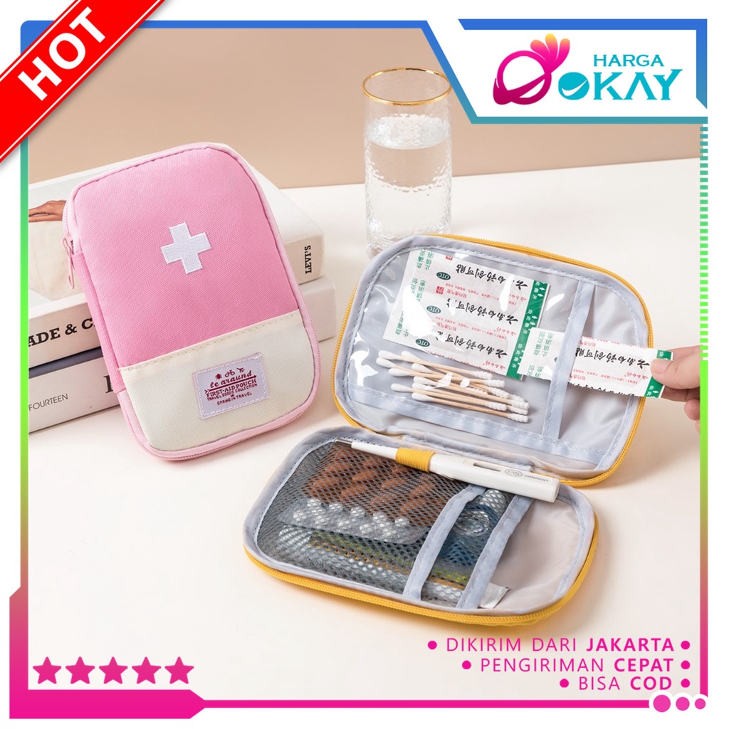 Jual HO Tas P3K Mini Bentuk Persegi Tempat Kotak Obat Bag Organizer Medicine Bag First Aid ...