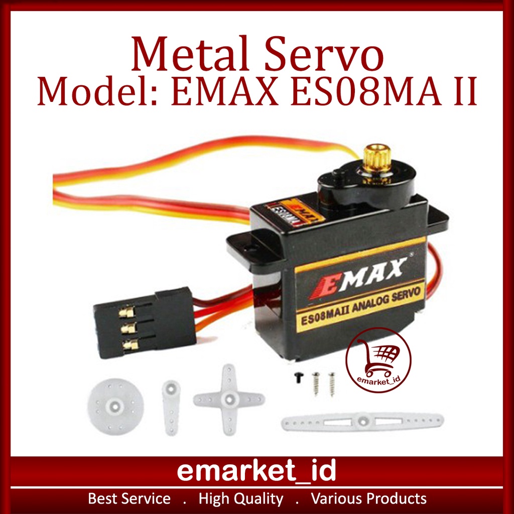 Jual Motor Servo Metal EMAX ES08MA II Analog / Micro Mini Gear ES08MAII ...