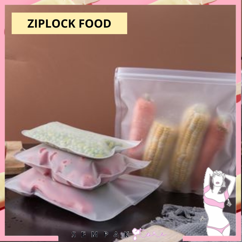 Jual SS Ziplock Penyimpanan Makanan Kulkas Reusable Ziplock Silicone ...