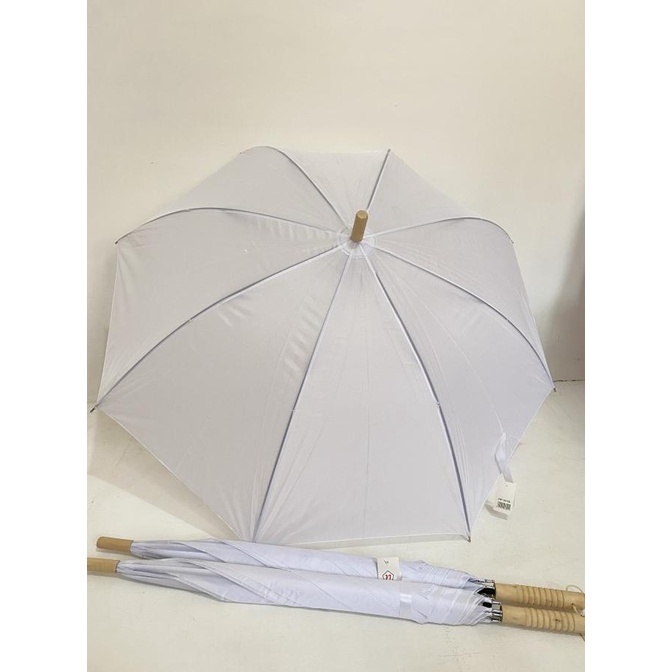 Jual PAYUNG STANDARD PANJANG POLOS PUTIH SI GAGANG KAYU LURUS | Shopee ...