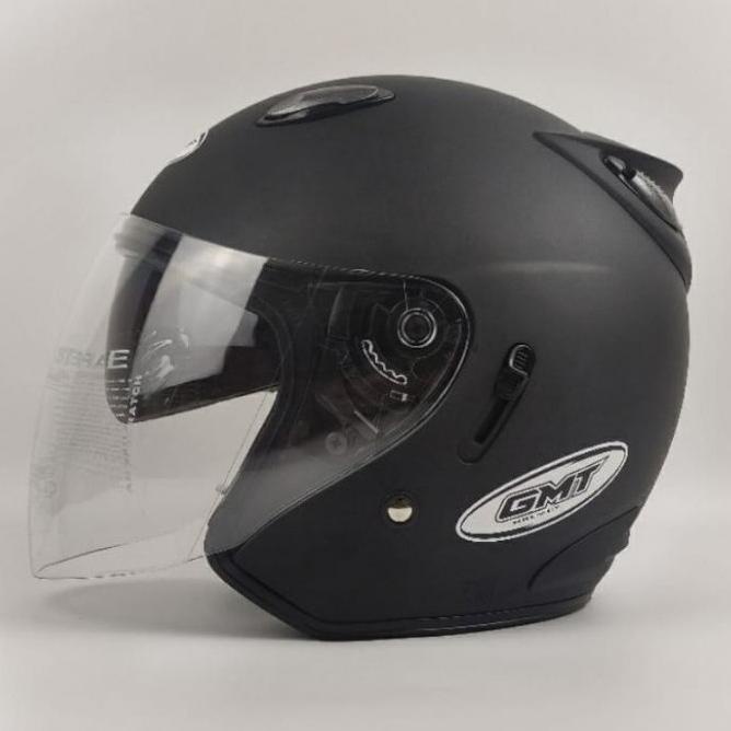 Jual Helm Half Face Double Visor||Gmt Black Doff Original||Helm Motor ...