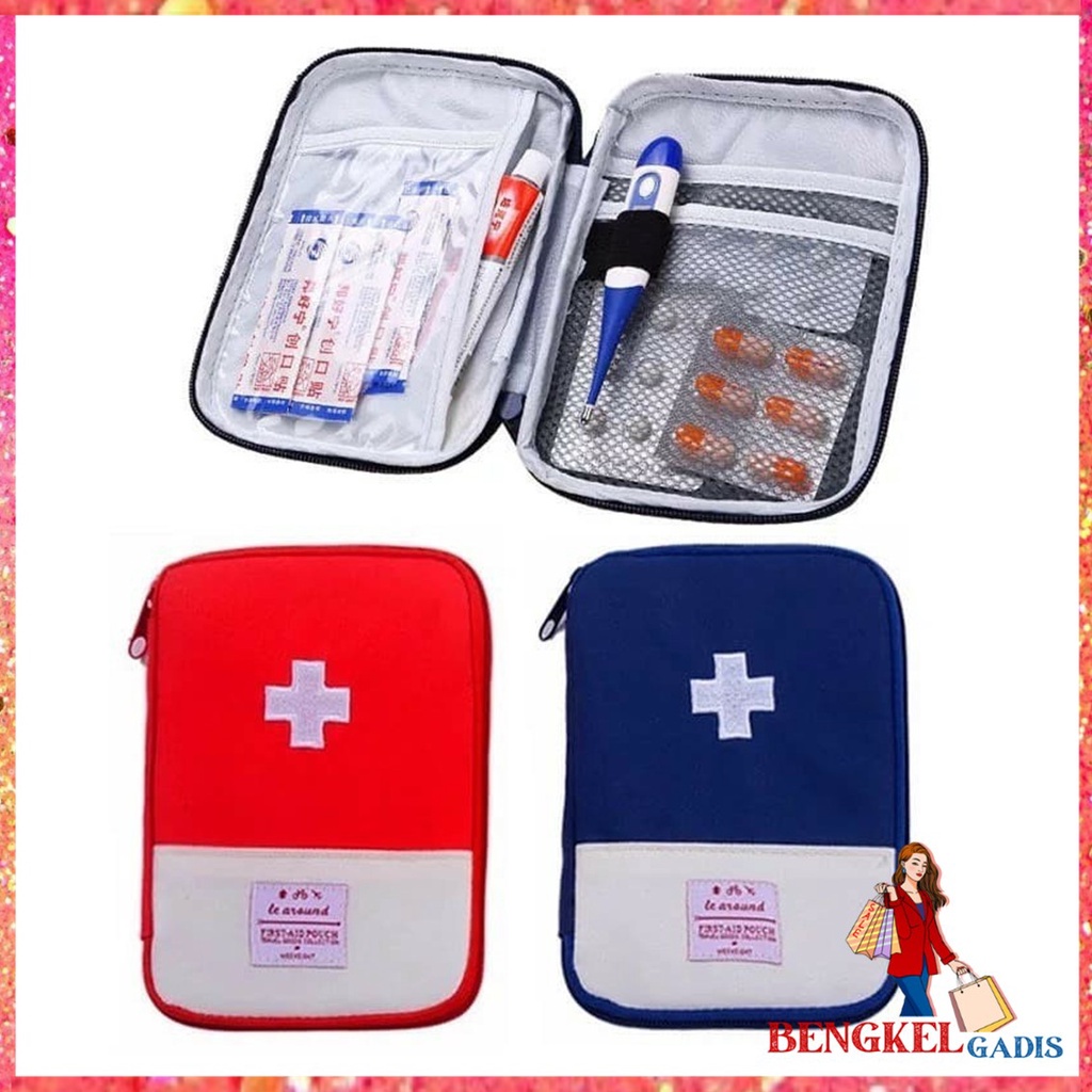 Jual Tas P3K Mini Bentuk Persegi Tempat Kotak Obat Bag Organizer Medicine Bag First Aid Travel ...