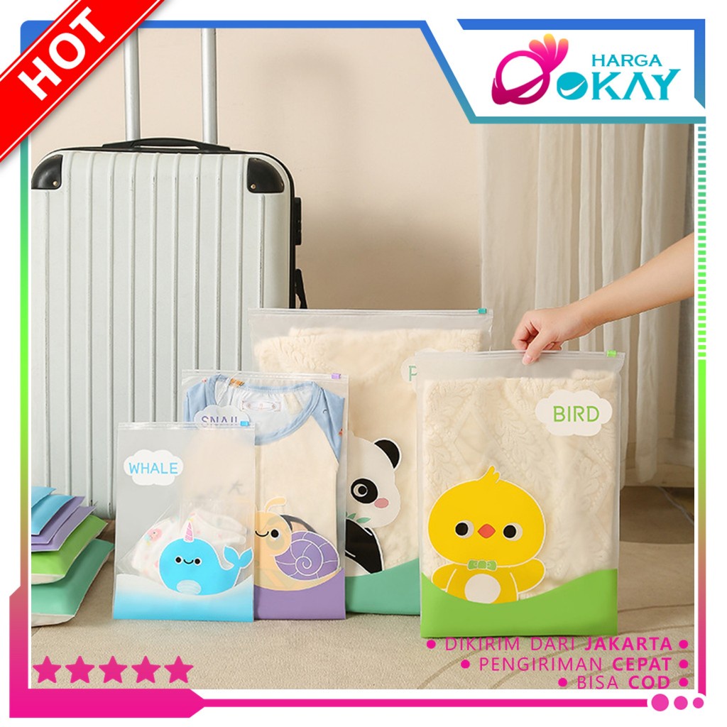 Jual HO Ziplock Travel Karakter Hewan Lucu Pouch Penyimpanan Serbaguna ...