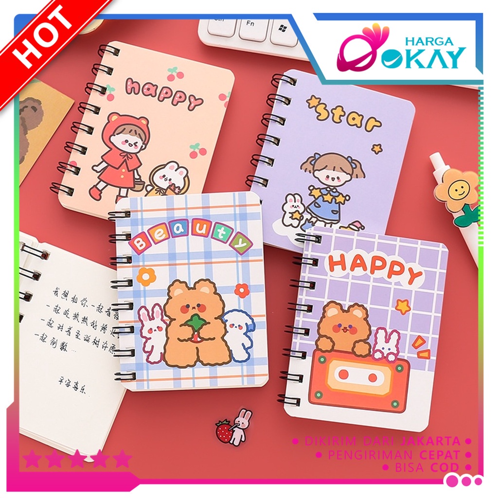 Jual HO Notebook Ring Motif Kartun Buku Catatan Memo Spiral Buku Tulis ...
