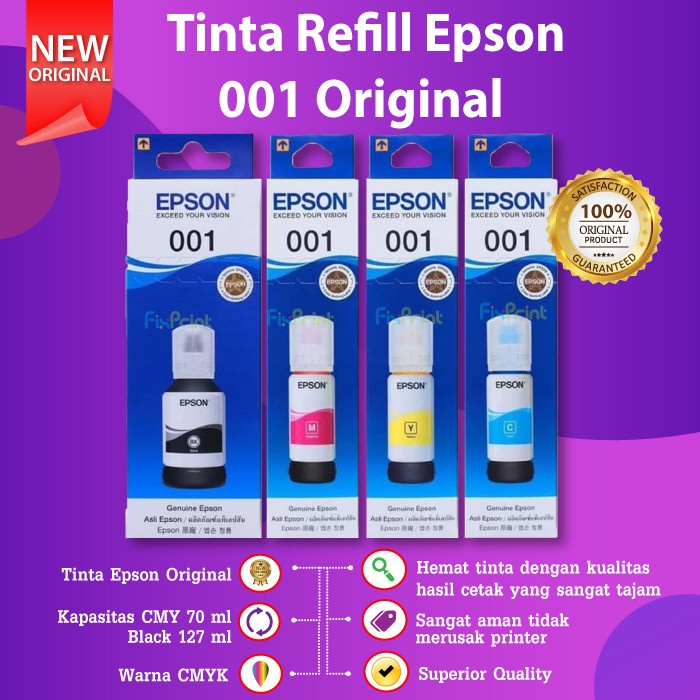 Jual Tinta Epson 001 1SET CMYK PRINTER L4150 L6160 L6170 L6190 ORIGINAL | Shopee Indonesia