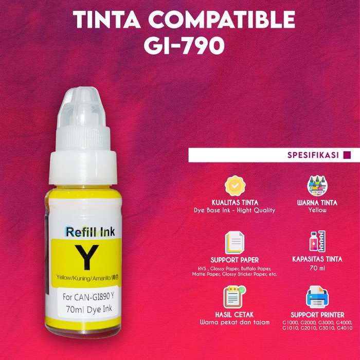Jual Tinta Canon Gi790 Gi-790 Refill Printer G1010 G2010 G3010 G4010 ...