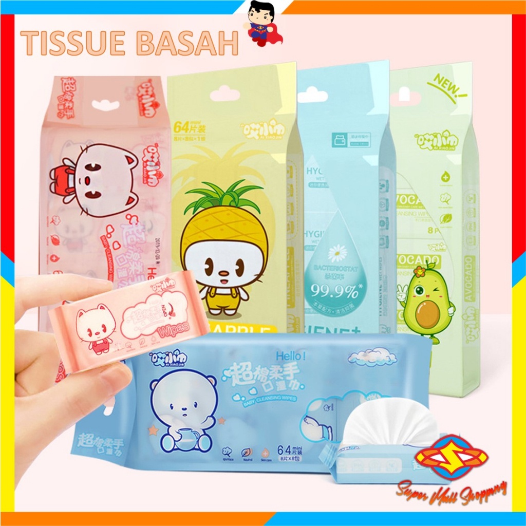 Jual SMS Tissue Basah Mini Karakter Tisue Basah Bayi Bebas Alkohol ...
