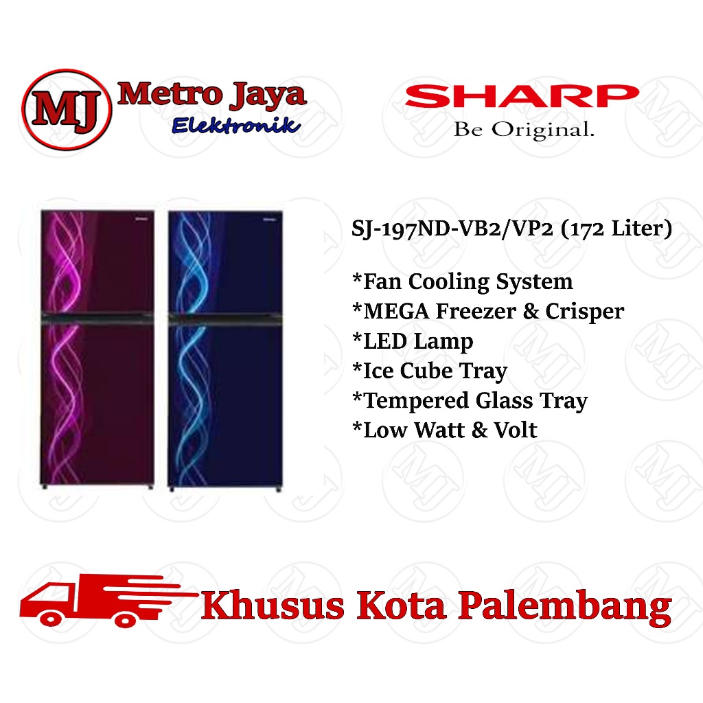 Jual Kulkas 2 Pintu Sharp SJ 197 ND VP VB Kirei 3 Tanpa Bunga Es ...
