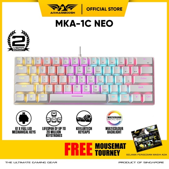 Jual Keyboard Gaming Mechanical Armaggeddon MKA 1C NEO Psychswift 60% ...
