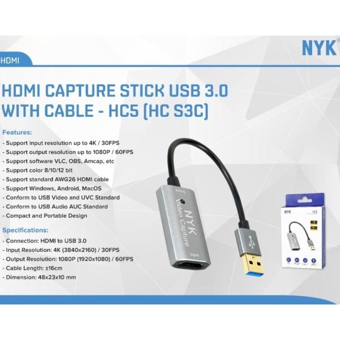 Jual Usb 3.0 Hdmi Video Capture Stick 4K 1080P With Cable Dijamin Puas ...