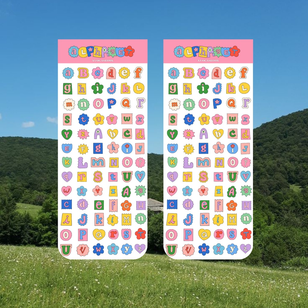 Jual alphabet sticker sheet aesthetics untuk deco pola, journaling ...