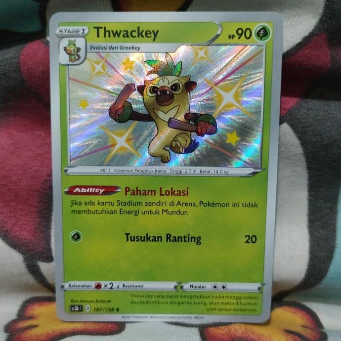 Jual Pokemon TCG Indonesia Shiny Thwackey SC3b 187/158 | Shopee Indonesia