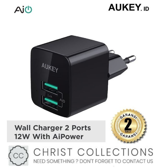 Jual AUKEY KEPALA CHARGER DUAL PORT USB 12W Ai POWER FAST CHARGING PA-U32 | Shopee Indonesia