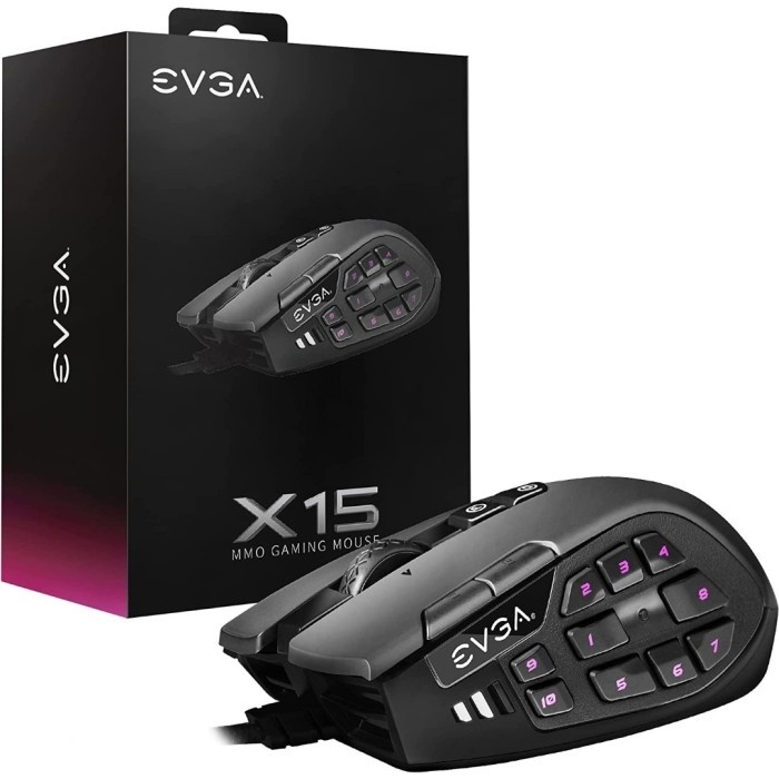 Jual EVGA X15 MMO Gaming Mouse RGB 8K Wired RGB Custom Weight Pixart ...