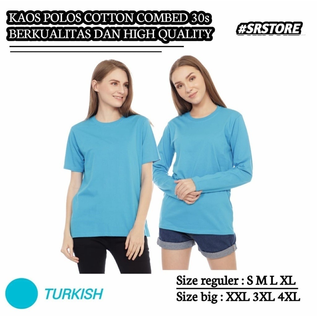 Jual Kaos Polos Biru Turkish Biru Muda PREMIUM Wanita Cewe Baju Cewek ...