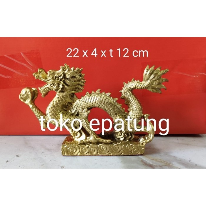 Jual [Baru] Patung Naga Bola Api Fengshui - Kuningan - 22 Cm Terbaru ...