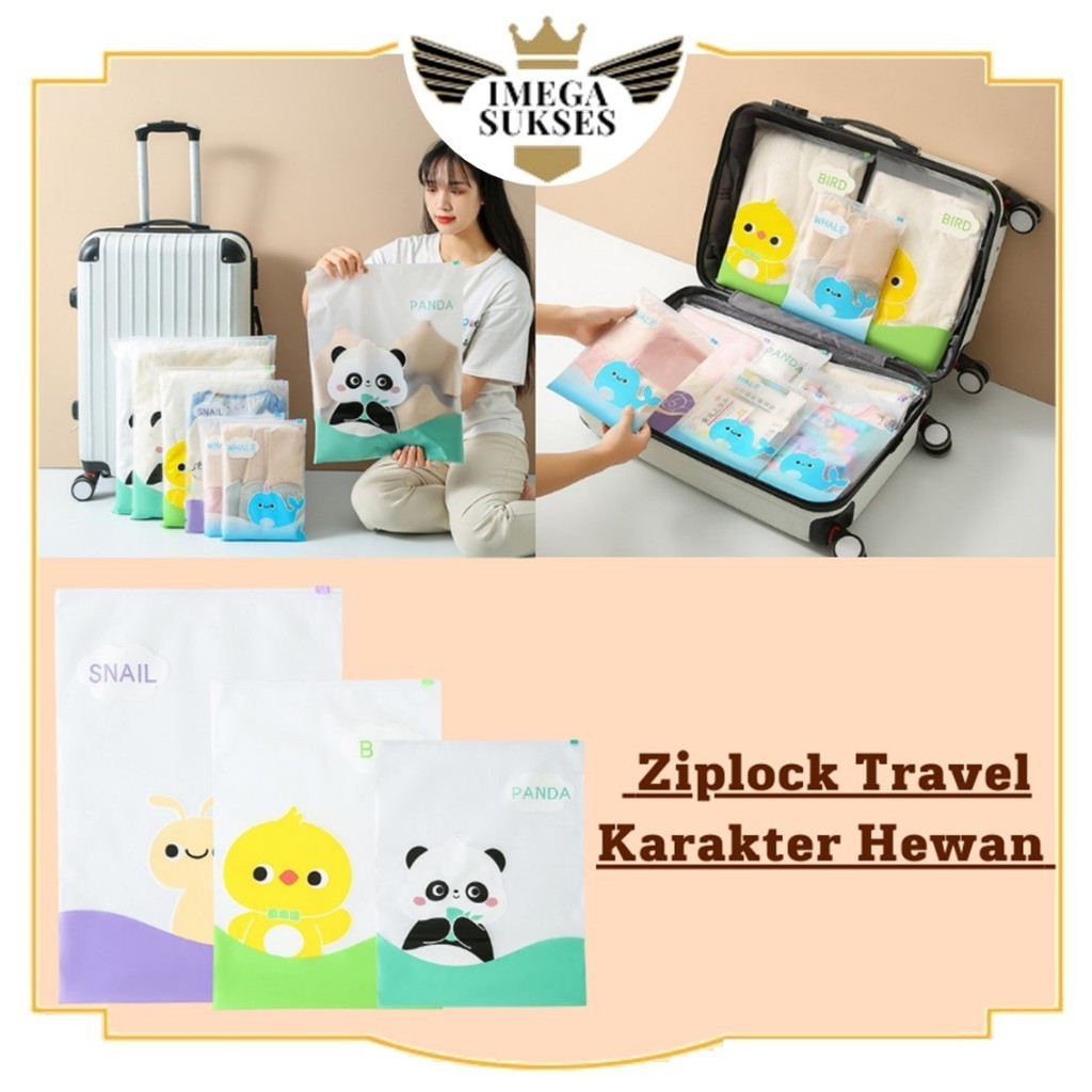 Jual PHG - Ziplock Travel Karakter Hewan Lucu Pouch Penyimpanan ...