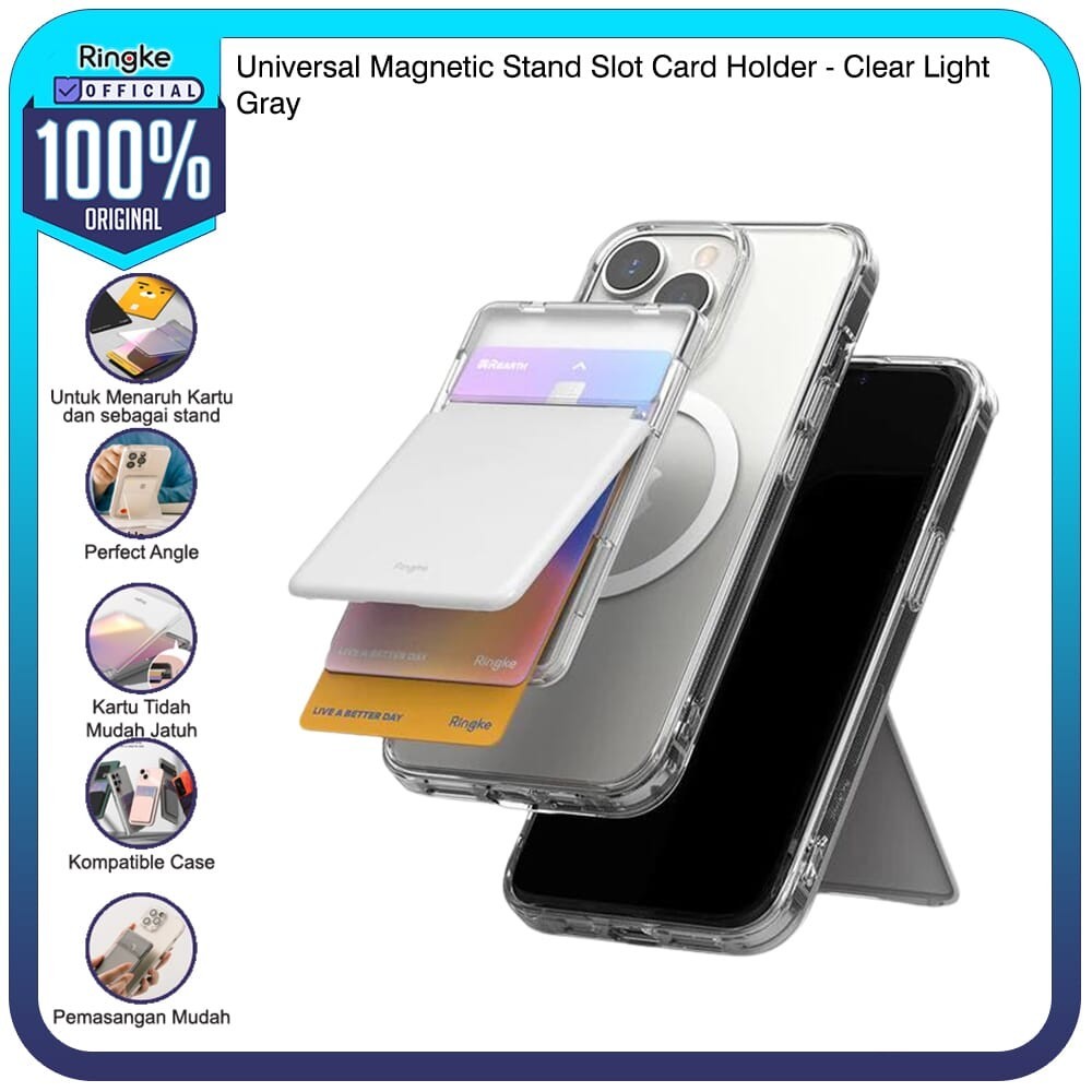 Jual Ringke Magnetic Stand Slot Card Holder Clear Light Gray | Shopee ...