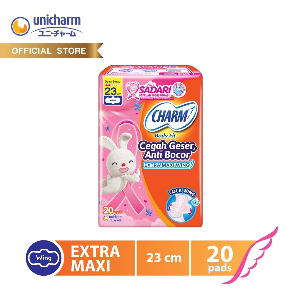 Jual Charm Pembalut Body Fit Extra Maxi 23cm Wing 20 pads | Shopee ...