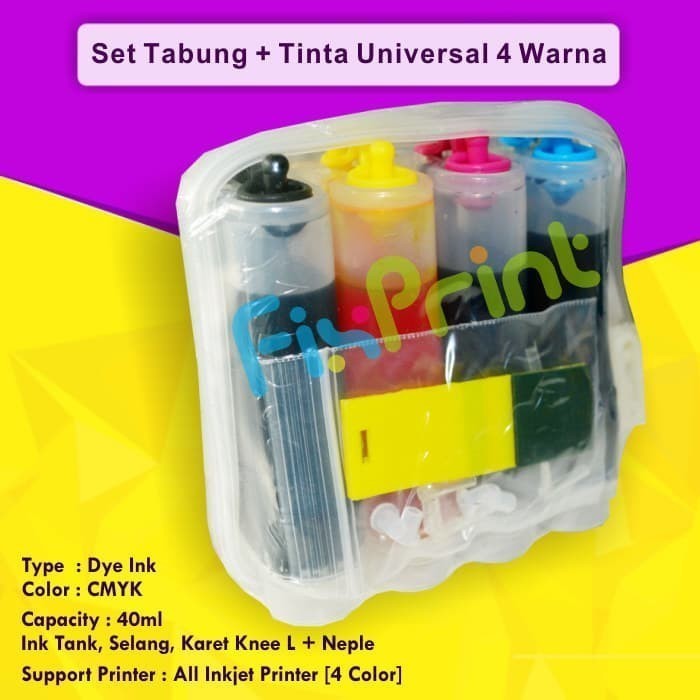 Jual Tabung + Tinta Printer Infus 4 Warna 60Ml Ip2770 Mg2570 Ts307 Cmyk ...