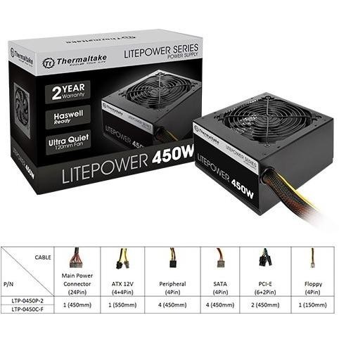 Jual POWER SUPPLY PSU THERMALTAKE LITEPOWER 450W NON MODULAR | Shopee ...
