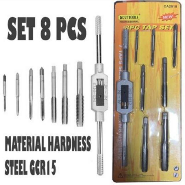 Jual Hand Tap Drill Bit Set 8 Pcs / Mata Bor Pembuat Ulir Drat Baut ...