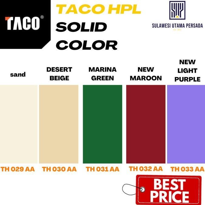 Jual langsung order saja] TACO HPL SOLID COLOR / HPL LAMINATES / HPL ...