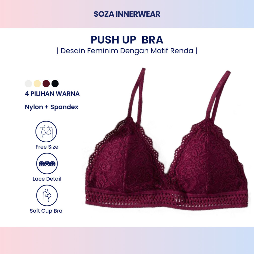 Jual Push Up Bra Wanita Motif Renda Batik Pinggiran 7701 Busa Tipis ...