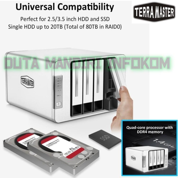 Jual READY TerraMaster F4-210 - 4 Bay NAS Quad Core 4K Transcoding ...