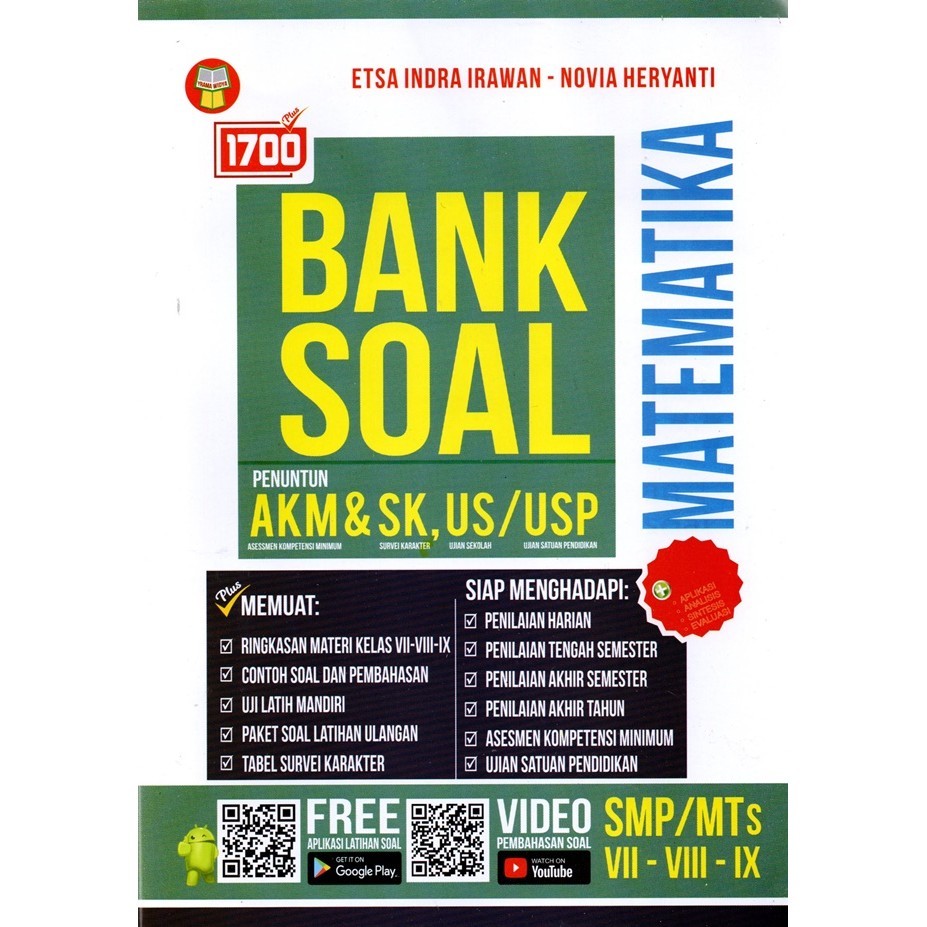Jual Smp/Mts Kls.Vii-Viii-Ix 1700 Plus Bank Soal Matematika : Pen ...