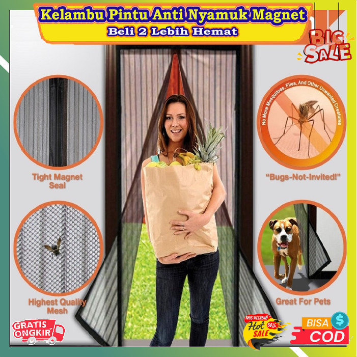 Jual Kelambu Pintu Anti Nyamuk Magnet/Slambu Tirai Pintu Polos 90X210 ...