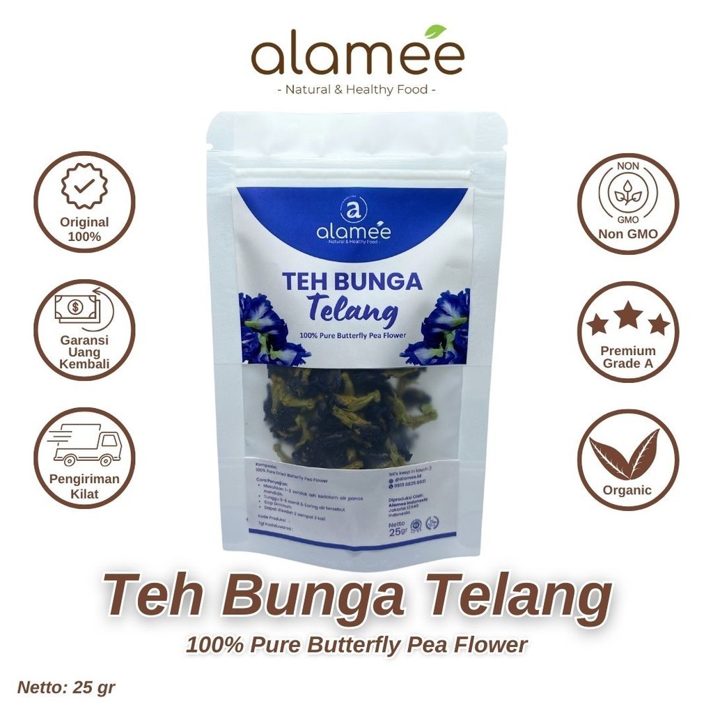 Jual Teh Bunga Telang Butterfly Pea Tea Organik ALAMEE 25gr | Shopee ...