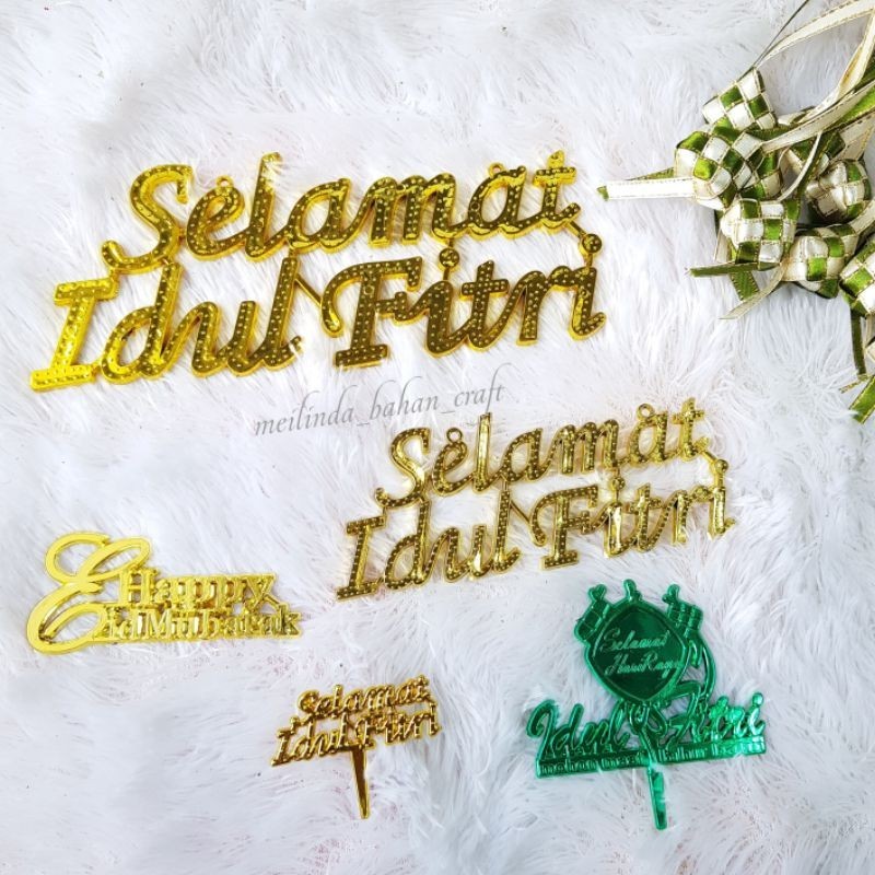 Jual Tulisan Selamat Idul Fitri / cake Toppers hiasan kue lebaran Eid ...