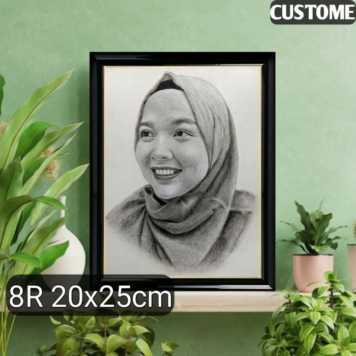 Jual LUKISAN/SKETSA WAJAH HITAMPUTIH HANDMADE UKURAN 8R 20X25CM +FRAME ...