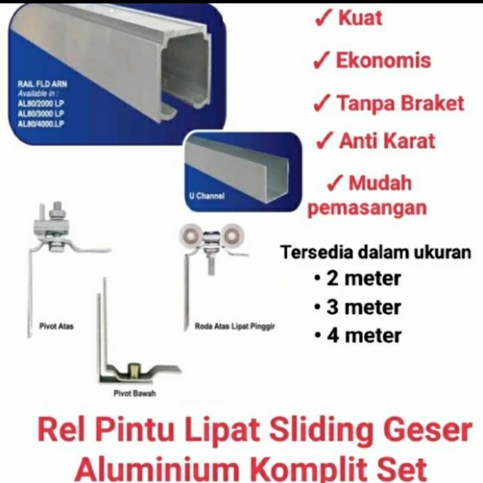 Jual Terlaris Paket Folding Rail/Rel Pintu Lipat Sliding Gantung ...