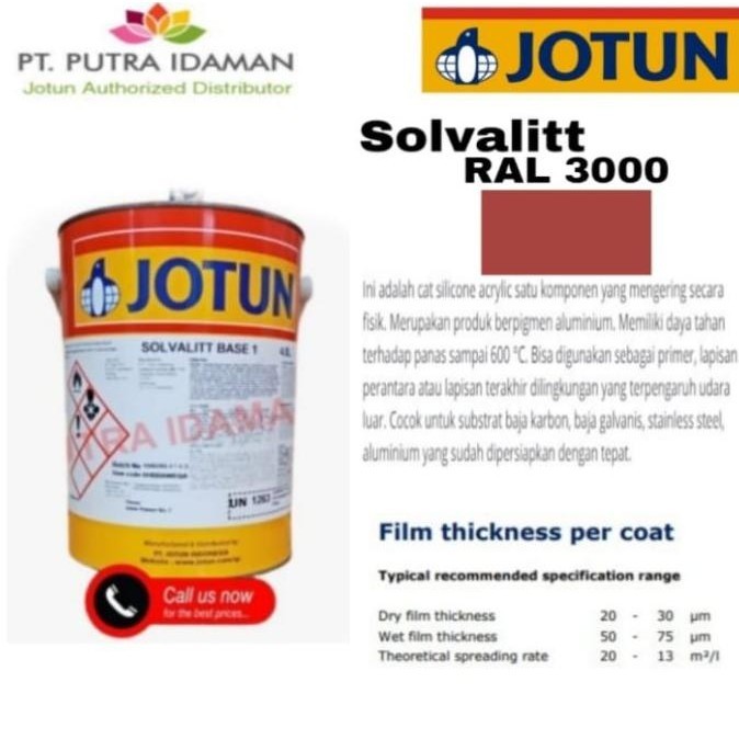 Jual Jotun Cat Tahan Panas / Solvalitt 5 Liter / Ral 3000 Kualitas ...