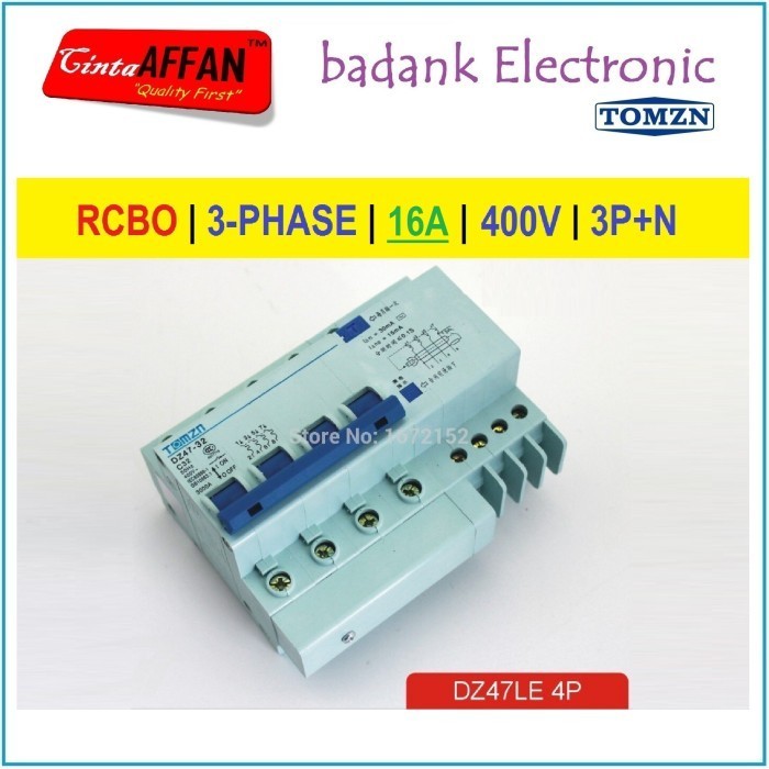 Jual 3-PHASE RCBO C16 16A 400V 3P+N RESIDUAL CURRENT LEAKAGE CIRC ...