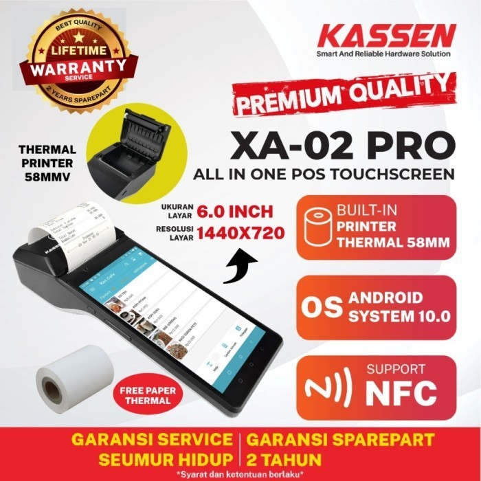 Jual Mesin Kasir Pos Android Kassen Xa-02 Pro Wifi 4G Unlo All Operator ...